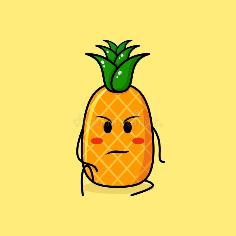 Cute Pineapple Character with Angry Expression.mouth Wide Open Stock ...