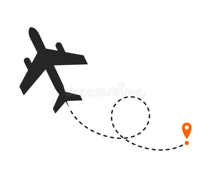 Plane Travel Route Clipart Dotted Line Path Stock Vector - Illustration ...