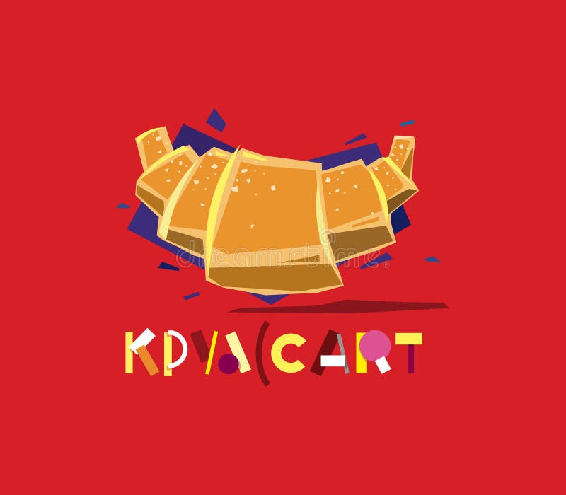 Constructivism Style Art Poster Design with Croissant Stock Vector ...