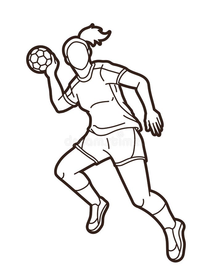Handball Sport Female Player Action Graphic Vector Stock Vector ...