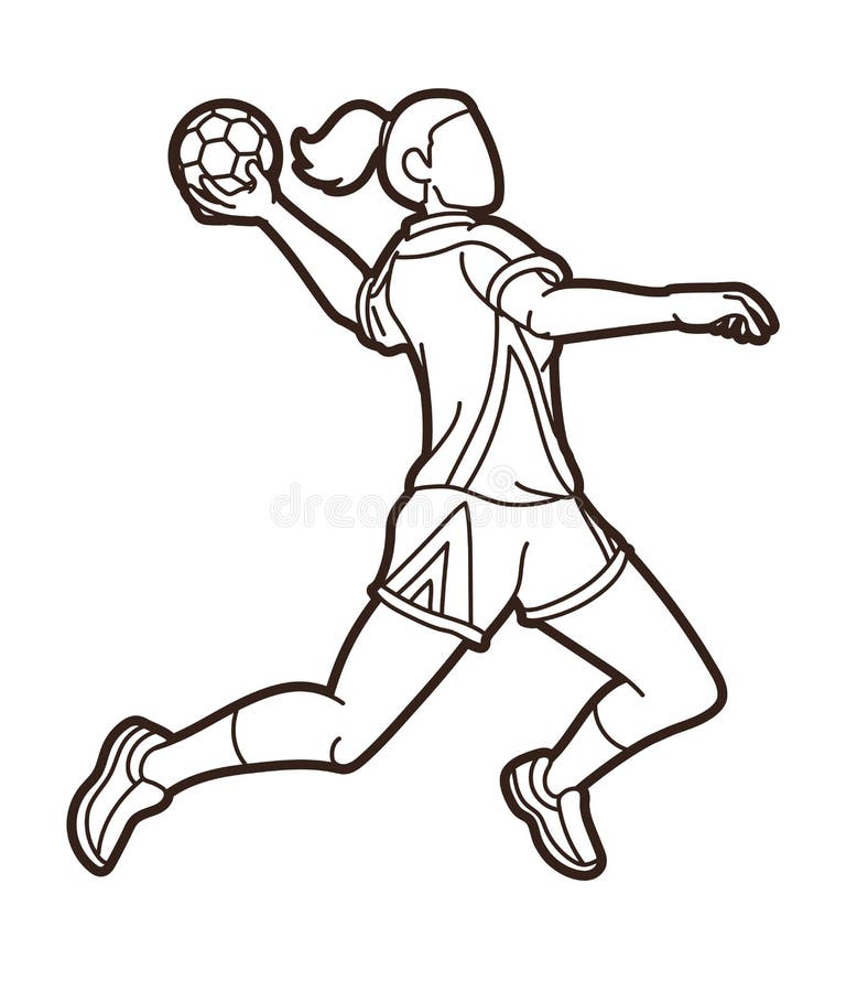 Handball Sport Female Player Action Graphic Vector Stock Vector ...