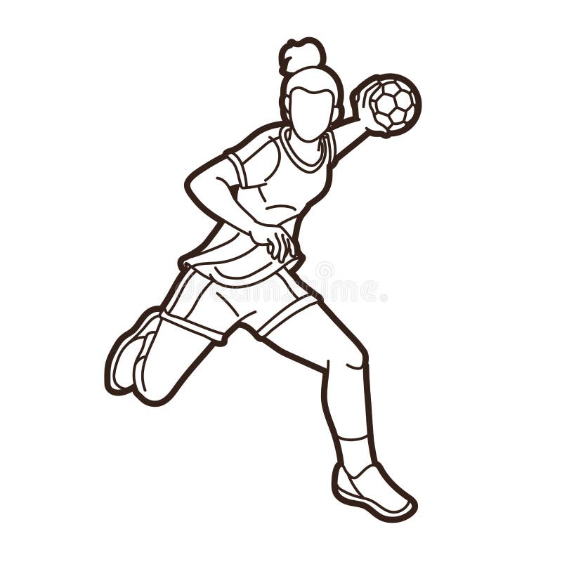 Handball Sport Female Player Action Graphic Vector Stock Vector ...
