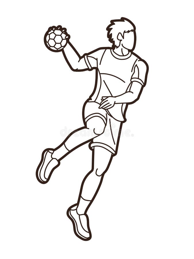 Outline Handball Sport Male Player Action Graphic Vector Stock Vector ...
