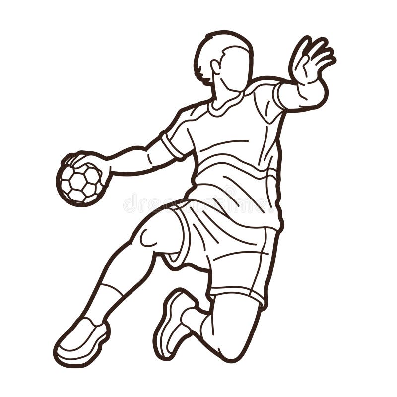 Outline Handball Sport Male Player Action Graphic Vector Stock Vector ...