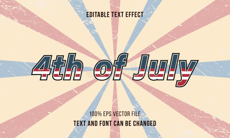 4th of July Editable Text Effect Stock Vector - Illustration of july ...