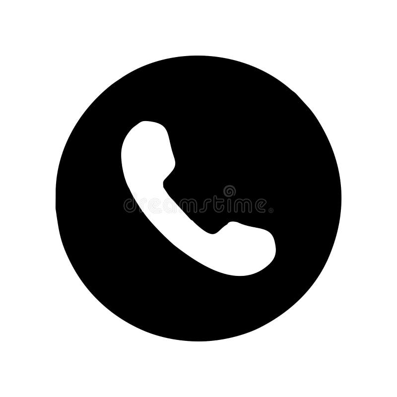 Phone Call Vector Icon. Style is One Color Flat Round Symbol, Black ...