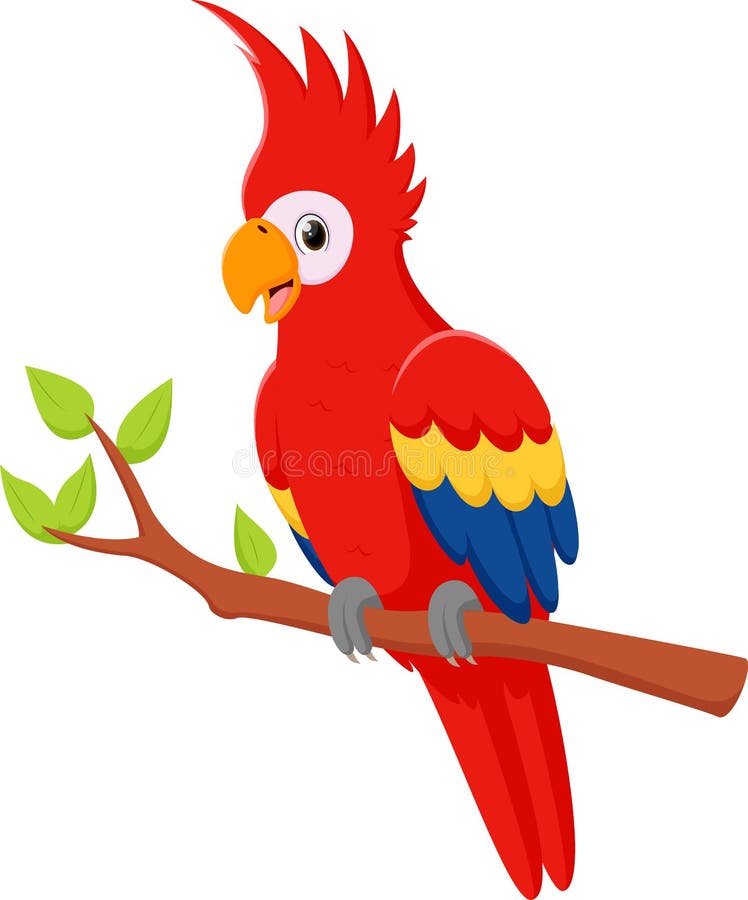 Happy Parrot Bird Sitting on Tree Stock Vector - Illustration of nature ...