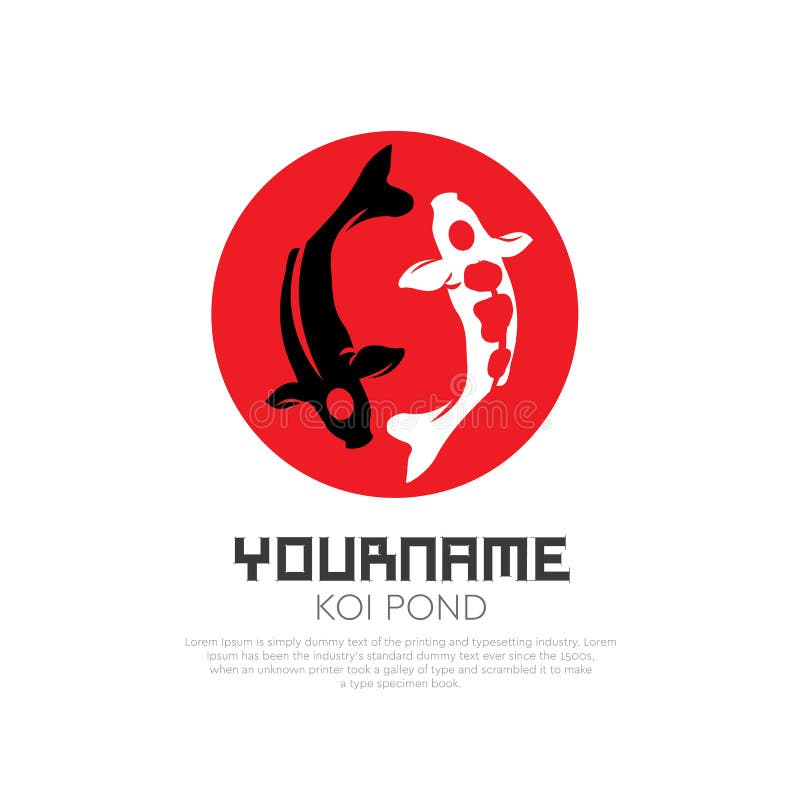 Illustration of Two Koi Fishes with Japanese Flag Style Vector ...