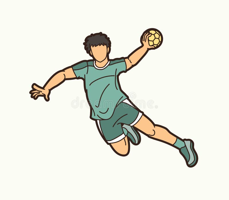 Handball Sport Male Player Action Cartoon Graphic Vector Stock Vector ...