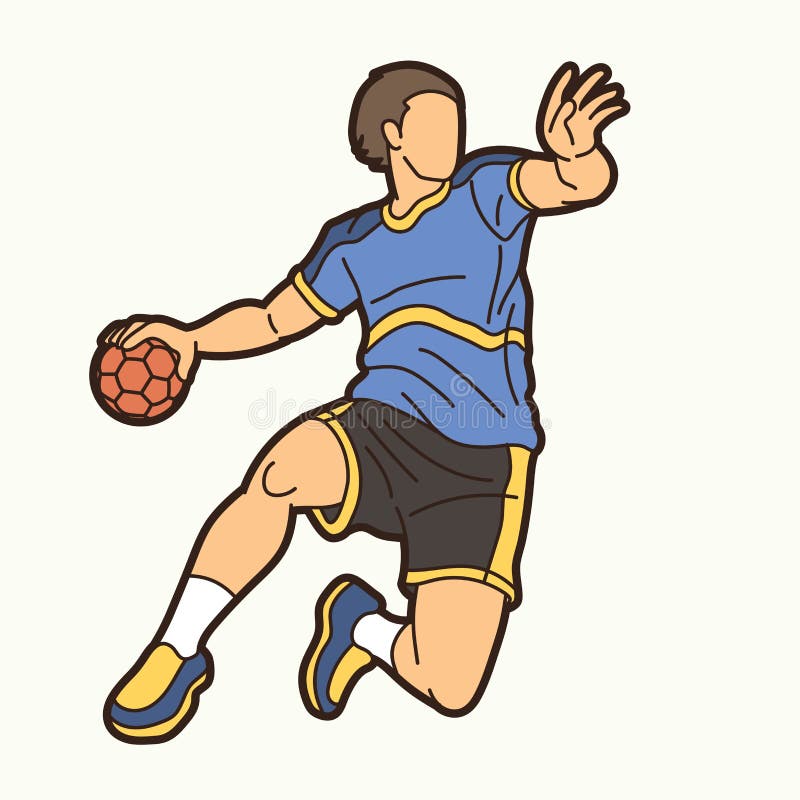 Handball Sport Male Player Action Cartoon Graphic Vector Stock Vector ...