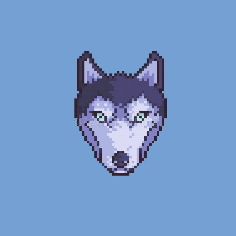 Pixel Art Husky Dog Face and Head Icon Illustration Stock Vector ...