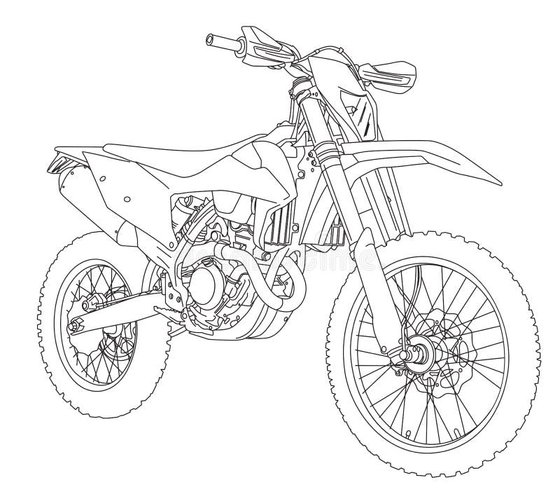 Motobike Outline Drawing in Eps10 Stock Vector - Illustration of ...