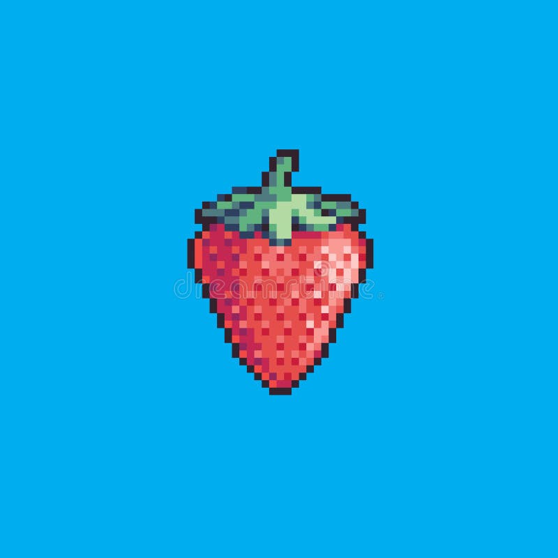 Pixel Art Strawberry Icon Illsutration Stock Vector - Illustration of ...