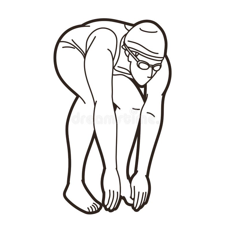 Swimming Sport Female Swimmer Action Cartoon Graphic Vector Stock ...