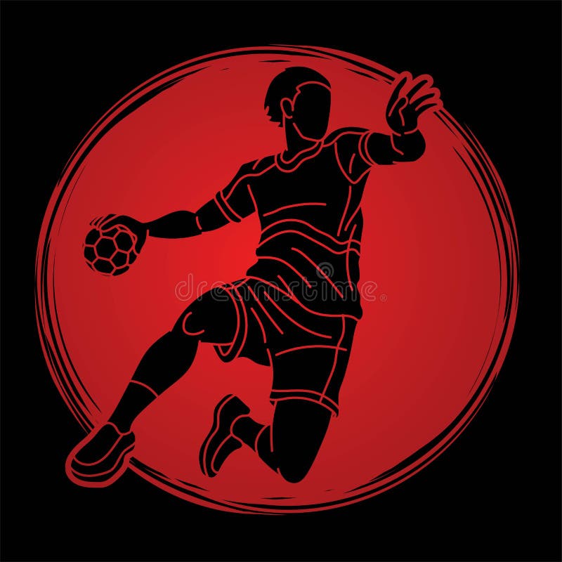 Handball Sport Male Player Action Cartoon Graphic Vector Stock Vector ...