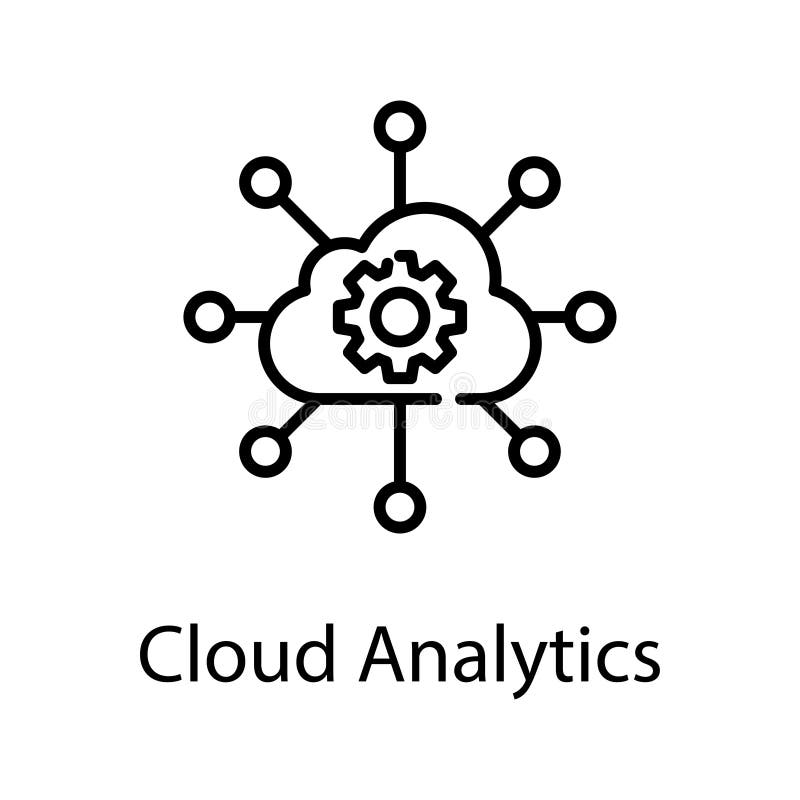 Cloud Analytics Vector Outline Icon Design Illustration. Stock Vector ...