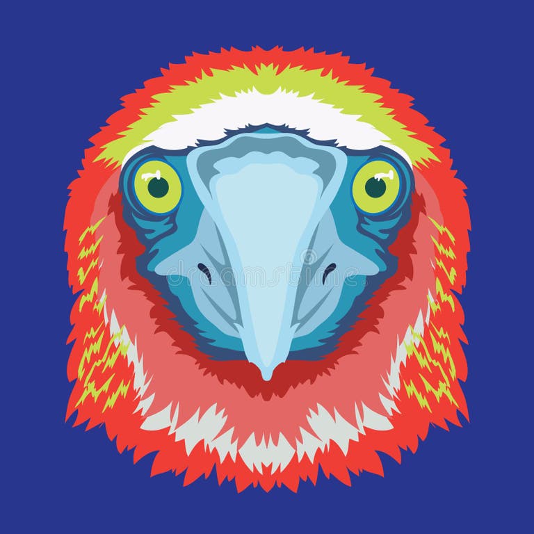 Blue Footed Booby Bird Face Vector Illustration in Decorative Style ...