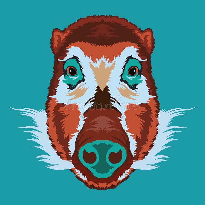Red River Hog Face Vector Illustration in Decorative Cartoon Style ...