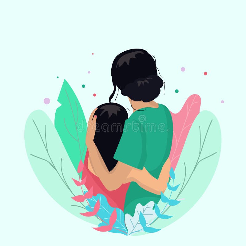 Mom and daughter stock vector. Illustration of looking - 251043402