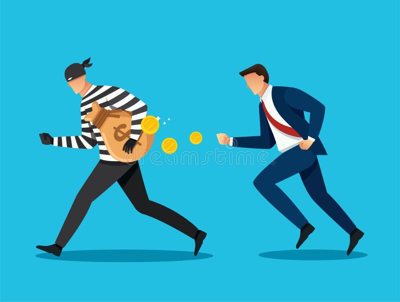 Man Catching Thieves. Vector Illustration Stock Vector - Illustration ...