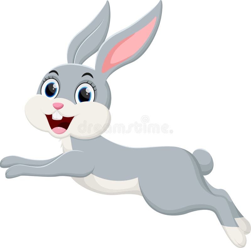 Cartoon Happy Rabbit Jumping Stock Vector - Illustration of vector ...