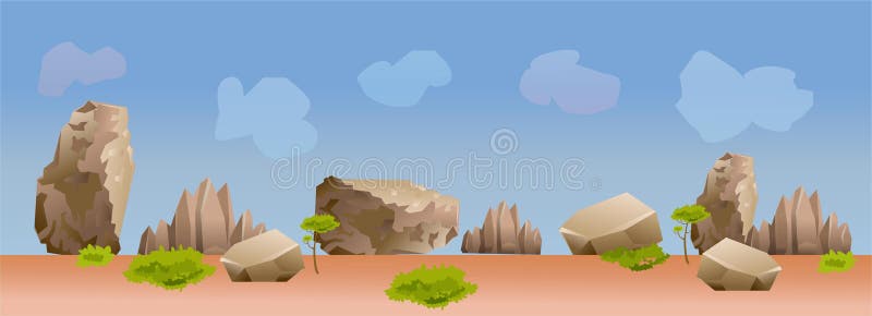 Flat 2D Desert Game Background Vector Illustration Stock Vector ...