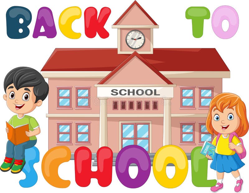 Printable Cartoon School Building