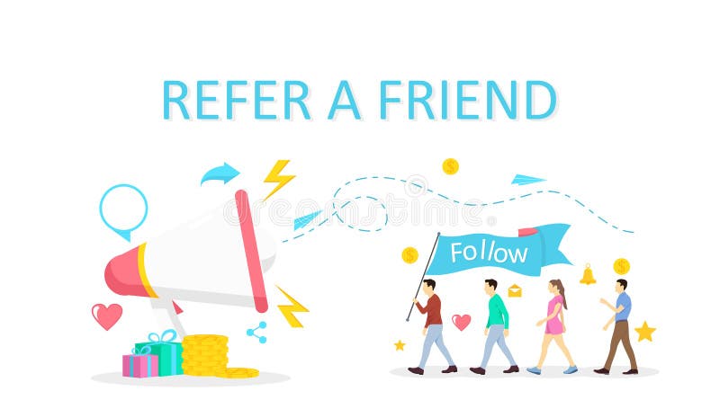 Illustration Refer a Friend Program Promotion with Flat Design ...