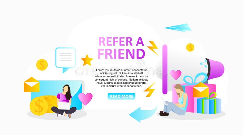 Social Network Concept Program Refer a Friend Promotion Stock Vector ...