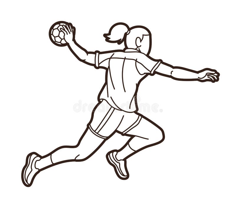 Handball Sport Female Player Action Graphic Vector Stock Vector ...