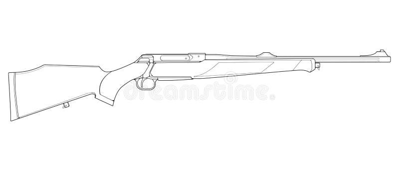 Firearms Line Art Style, Shooting Gun, Weapon Illustration, Vector Line ...
