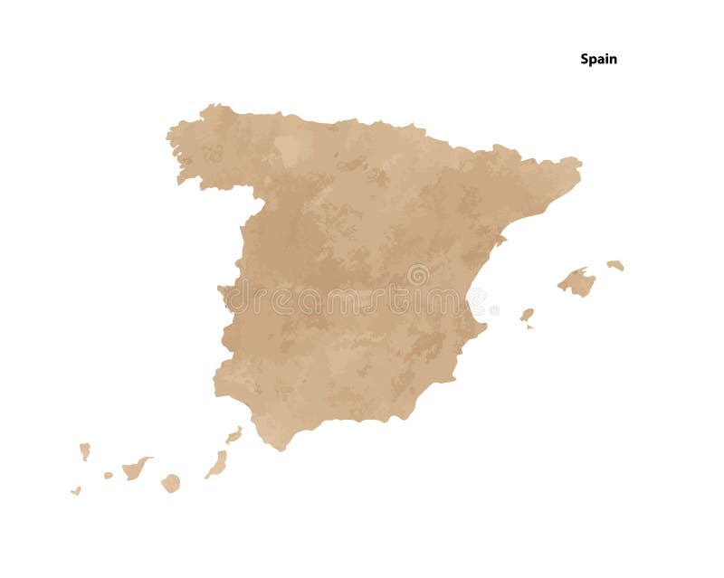 Old Vintage Paper Textured Map of Spain Country - Vector Stock Vector ...