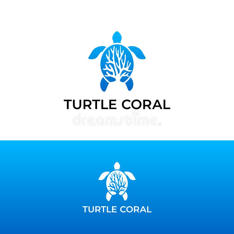 Turtle Coral Logo Negative Space Design Inspiration Stock Vector ...