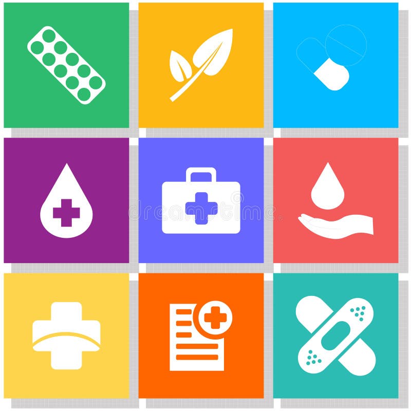 Colorful Medical Icons. Illustration of Colorful Medical Symbol. Basic ...
