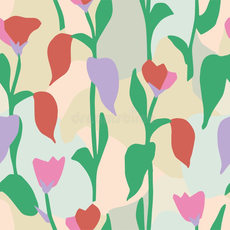 Vector Flower Illustration Seamless Repeat Pattern Stock Vector ...