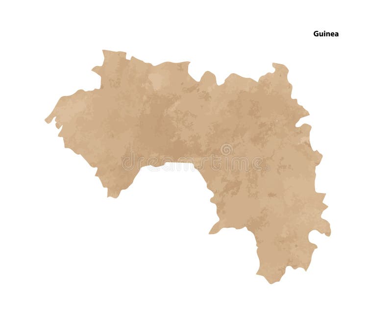 Old Vintage Paper Textured Map of Guinea Country - Vector Stock Vector ...
