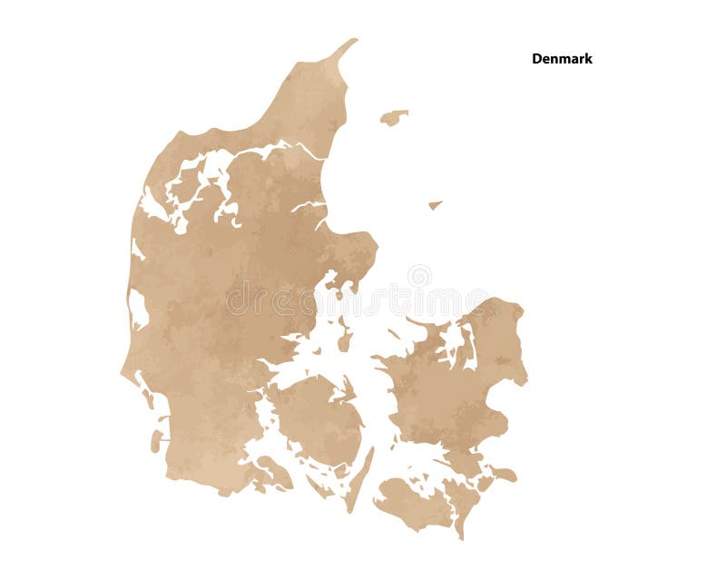 Old Vintage Paper Textured Map of Denmark Country - Vector Stock Vector ...