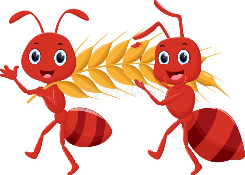Cartoon Happy Ant Carrying Food Stock Illustration - Illustration of ...