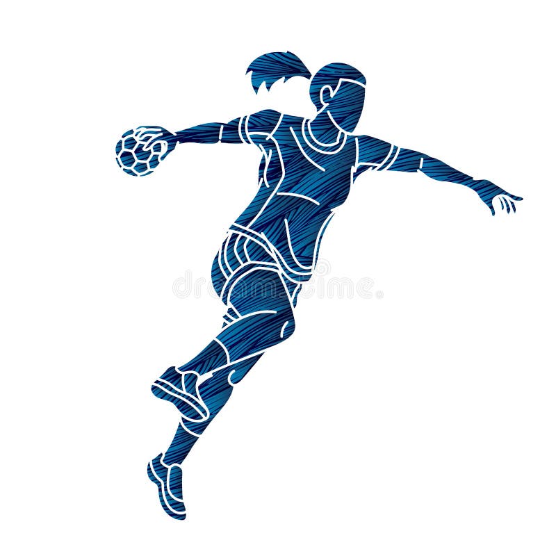 Handball Sport Female Player Action Cartoon Graphic Vector Stock Vector ...