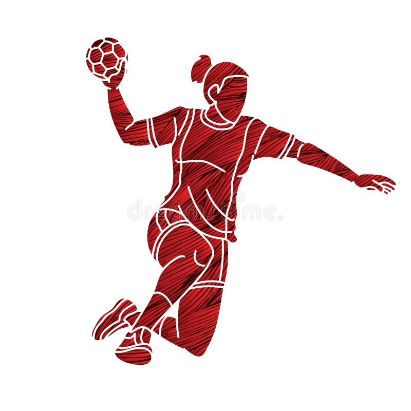 Handball Sport Female Player Action Cartoon Graphic Vector Stock Vector ...