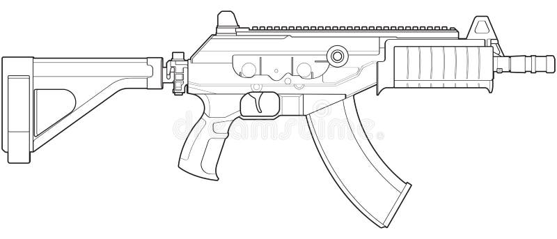 Firearms Line Art Style, Shooting Gun, Weapon Illustration, Vector Line ...