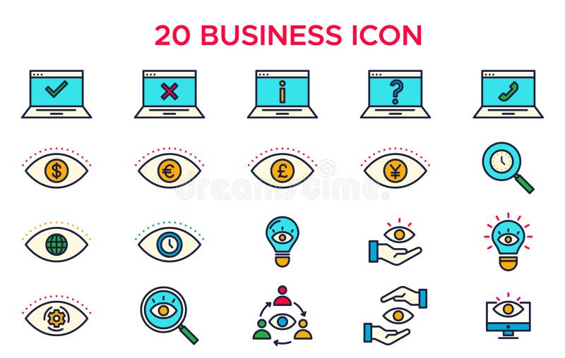 20 Business Icon Set stock vector. Illustration of connection - 251853811