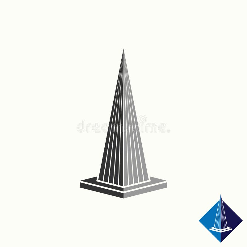 Simple and Unique Spire Tower or Pyramid in 3D Shape Line Cut Image ...