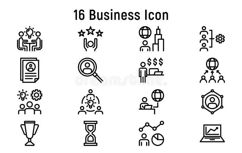 16 Business Icon Set stock vector. Illustration of explore - 251906817