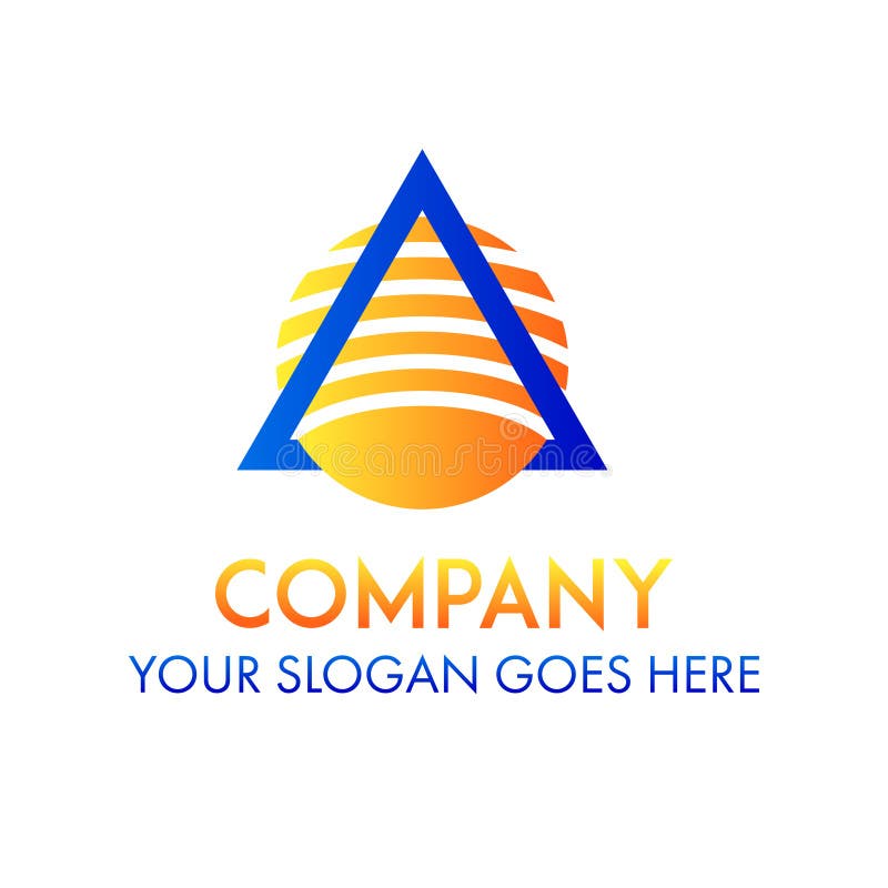 Circle on Triangle Shape Business Logo. Abstract Sun and Geometric ...