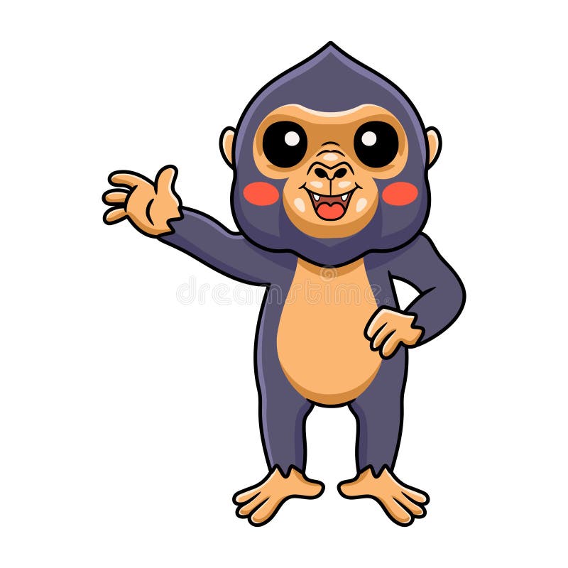 Cute Little King Kong Cartoon Waving Hand Stock Vector - Illustration ...