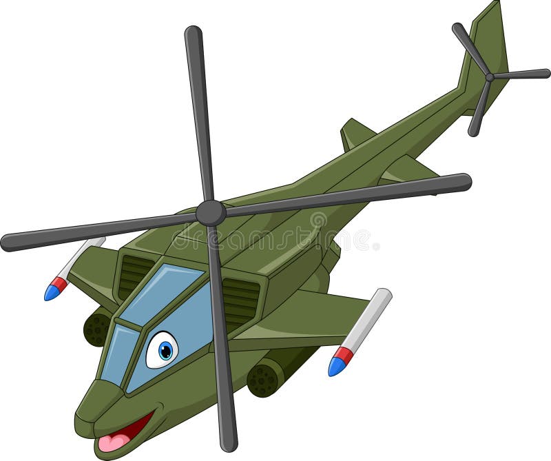 Cartoon Military Helicopter on White Background Stock Vector ...