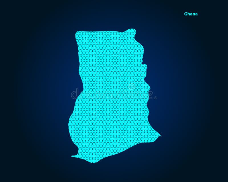 Ghana on Dark Globe with Blue World Map. Stock Vector - Illustration of ...