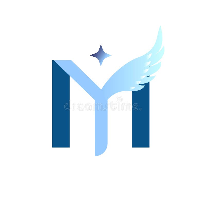M Y Letters Icon Logo Modern Symbol Wings Element Concept Blue Stock ...