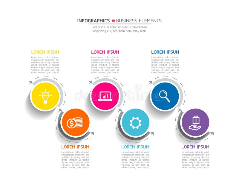 Connecting Steps Infographic Template with 6 Elements Stock Vector ...